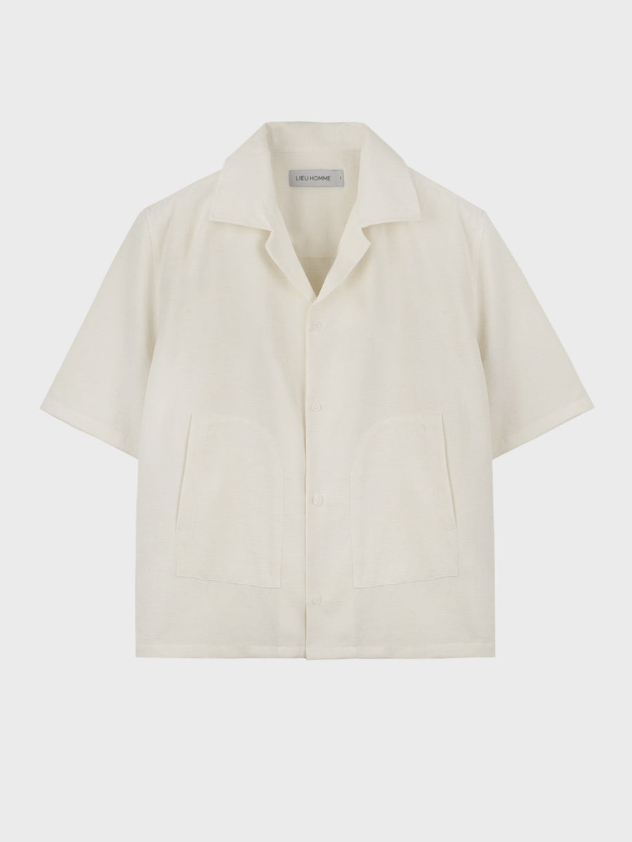 OPEN COLLAR LINEN OUTER SHIRT – ALAND USA