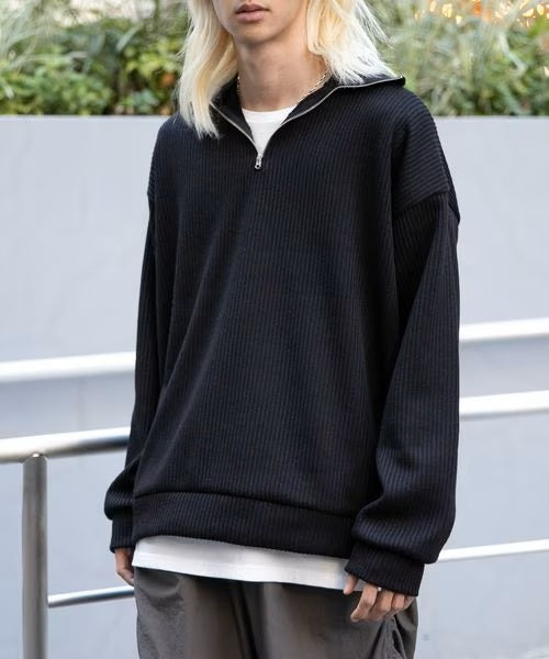 MEN'S HIGH NECK ZIP SWEATER – ALAND USA