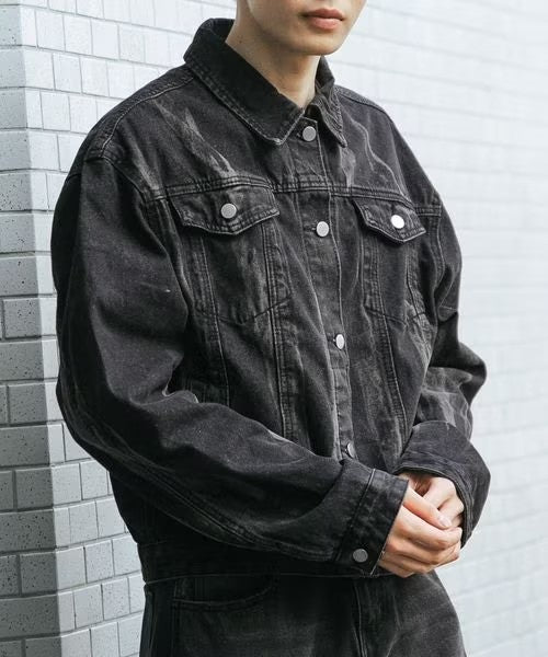 MEN'S POINT PATTERN DENIM JACKET – ALAND USA