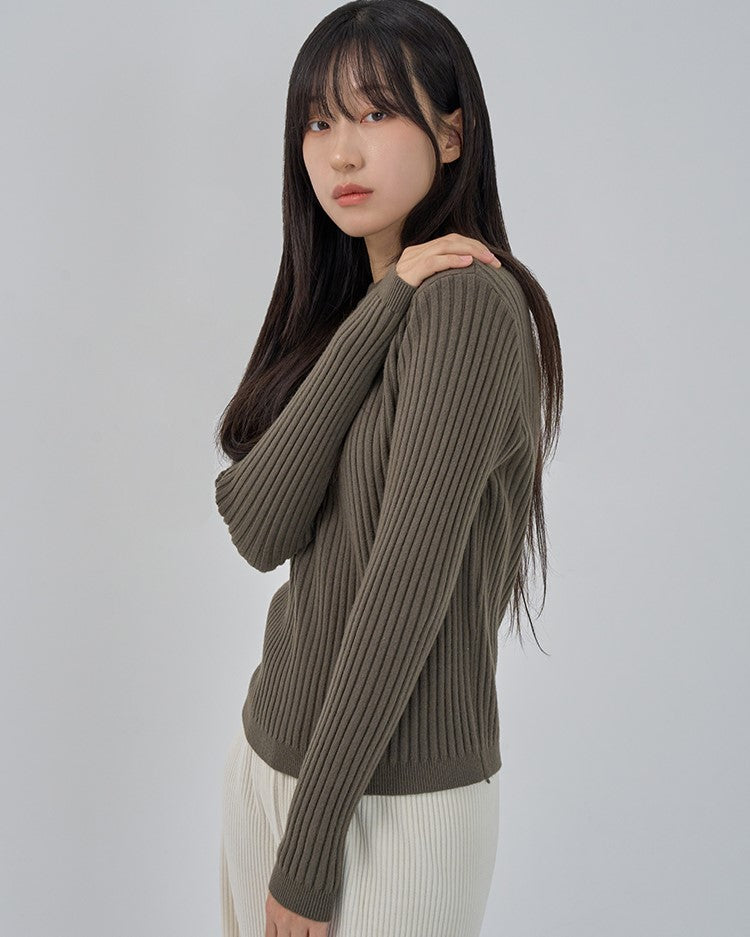 SLIM FIT RIBBED KNIT TOP – ALAND USA