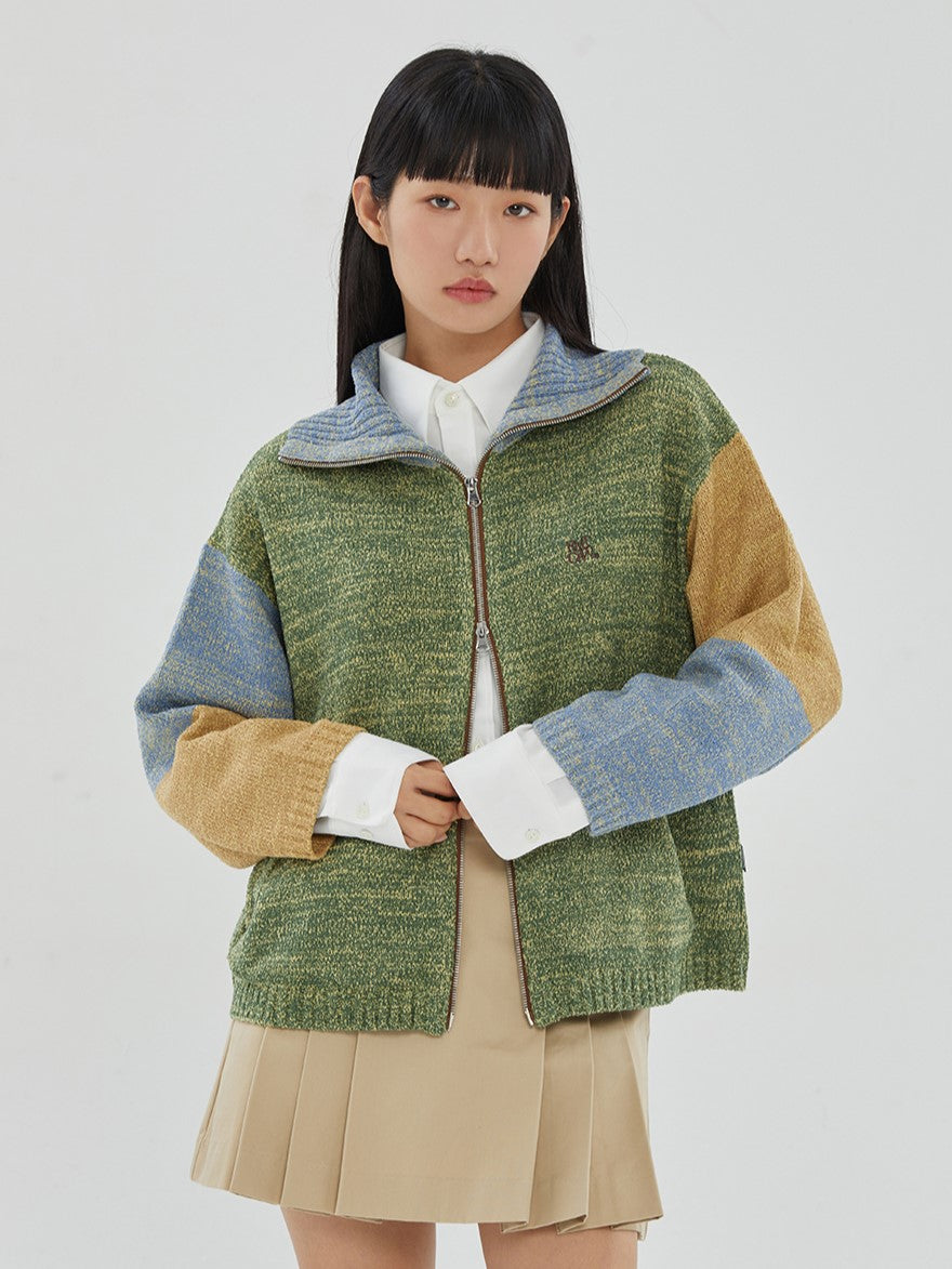 TONE VARIATION BOUCLE KNIT ZIP UP – ALAND USA